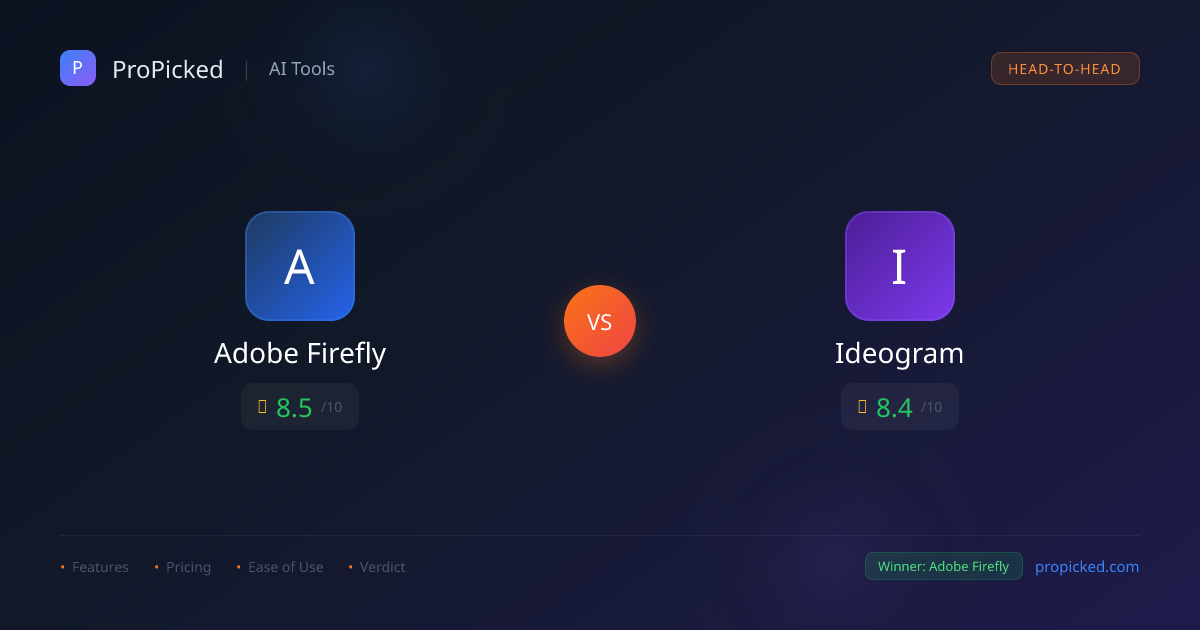 Adobe Firefly vs Ideogram: Honest Comparison (2026) | ProPicked